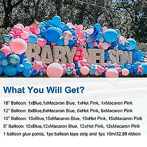 Blue Pink Balloon Garland Kit, 139Pcs Macaron Blue Hot Pink Balloon Arch Kit Latex Balloons 18/12/10/5 inch Different Sizes Balloon for Wedding Birthday Baby Shower Party Decorations