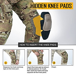 IDOGEAR Tactical Pants for Men Combat Pants with Hidden Knee Pads Military Camo Apparel Ripstop Multi-Pocket Outdoor Trousers （Multi-camo, 36W x 33L）