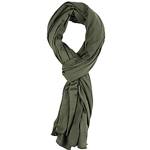 Abeelah Jersey Hijab Scarf - Made in the USA - Islamic, Muslim, African and Indian Fashion Compatible (Olive)