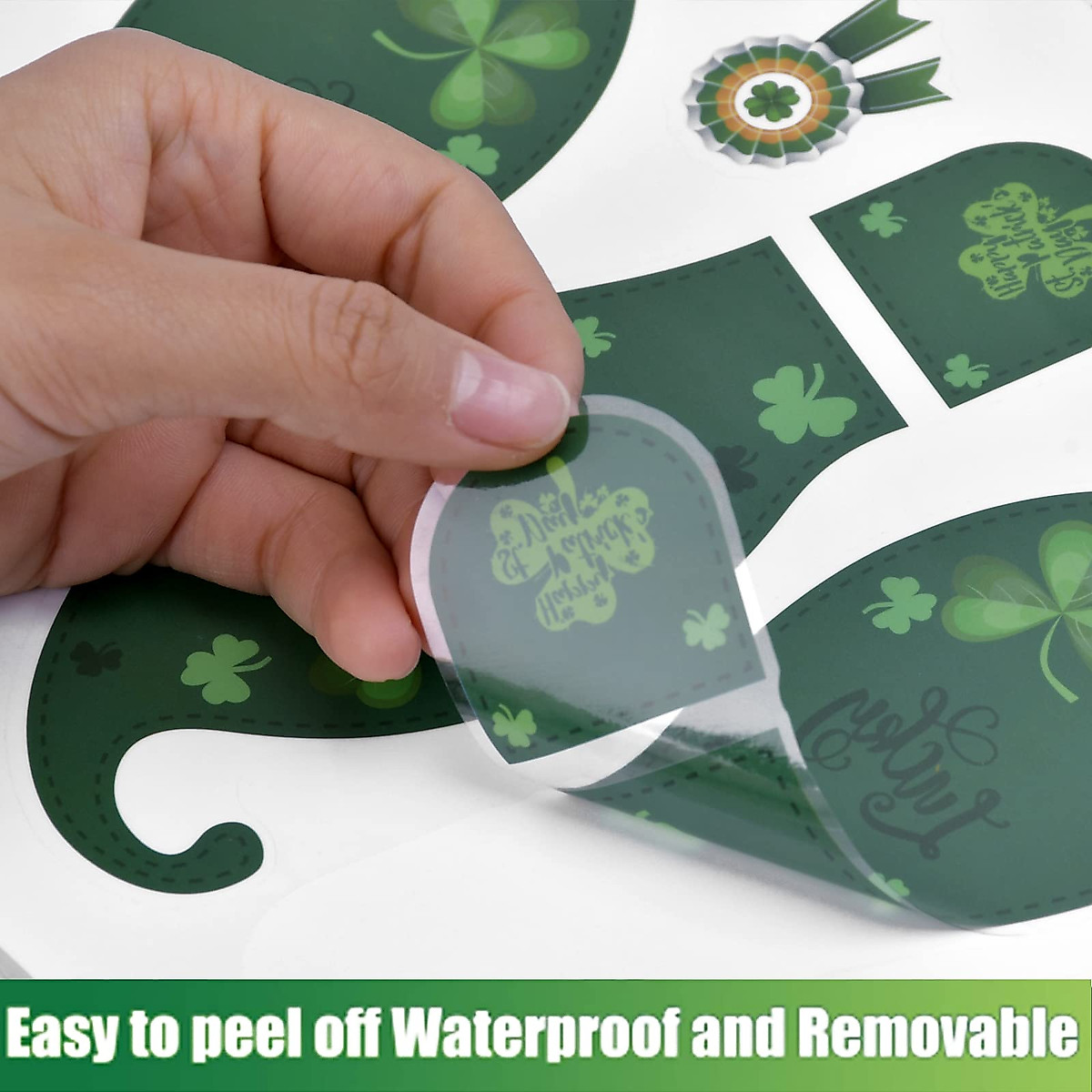 St. Patrick's Day Decorations Leprechaun Footprints Floor Decals Stickers, 10 Sheets 108 pcs Self-Adhesive Shamrock Gold Coin Stickers Party Supplies for Kids School Home Office.