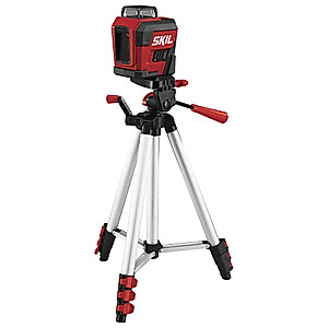 SKIL 65ft. 360° Red Self-Leveling Cross Line Laser Level with Horizontal and Vertical Lines Rechargeable Lithium Battery USB Charging Port, Compact Tripod & Carry Bag Included - LL932201