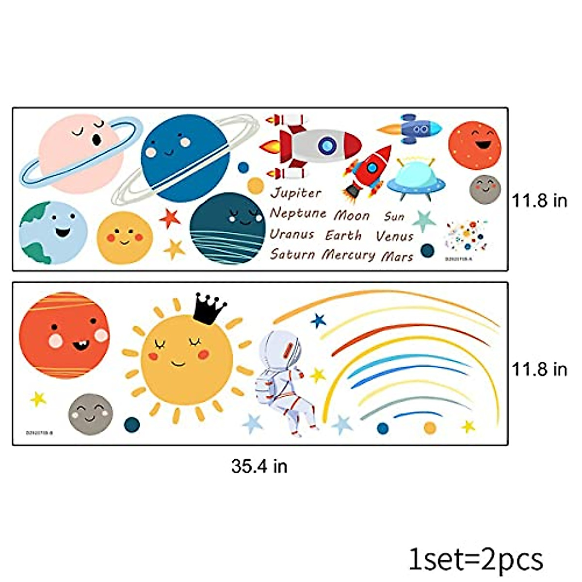 Planet Wall Decals Kids Room Large,Space Wall Stickers Boy Bedroom,Cute Educational Wall Decal Decors for Nursery,Daycare,Playroom,Boys Room,Girls Room,Classroom,School.