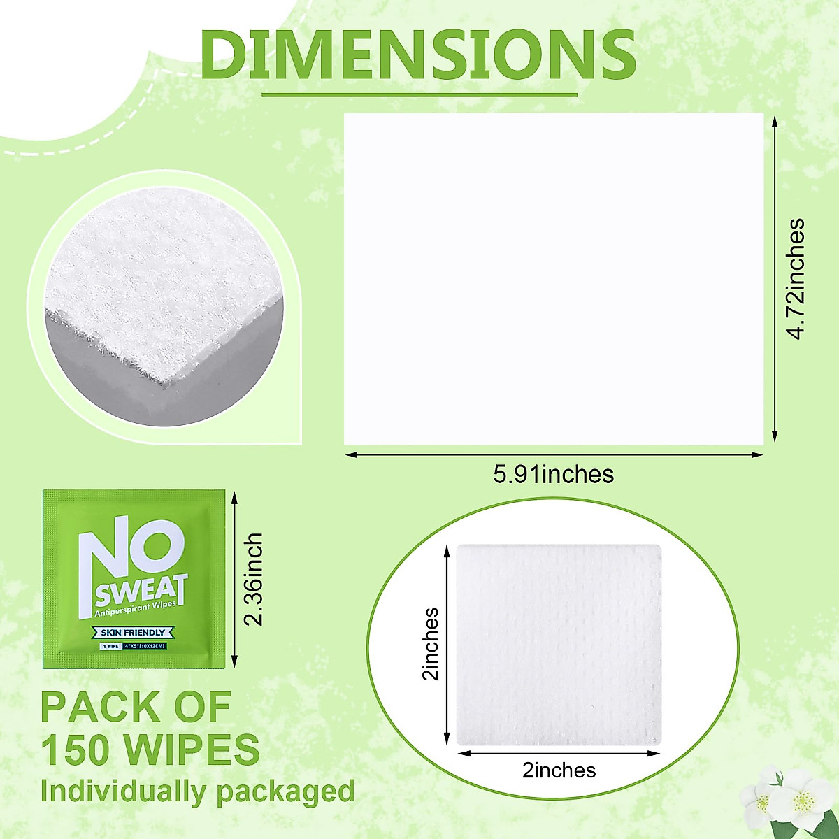 Timgle 150 Pcs Antiperspirant Deodorant Wipes Individually Wrapped Bulk Armpit Deodorant Sweat Wipes Body Wipes for Women Men Teens Underarm Armpit Excessive Sweating(Bright)