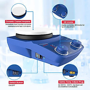 FOUR E'S SCIENTIFIC 310°C/590°F 5 Inch Magnetic Stirrer Hot Plate | Max 5L Stirring Capacity | 100-1500RPM | Aluminum Alloy Magnetic Mixer with Stir Bar