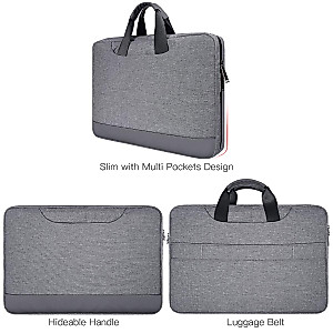 14 15 Inch Laptop Case, Men Women Laptop Bag Sleeve with Organizer for MacBook Pro 14" 16" M4/M3/M2/M1, Dell Inspiron 14, Lenovo Flex 5 14/Ideapad 3 14, HP Pavilion/Chromebook 14" Carrying Case, Gray
