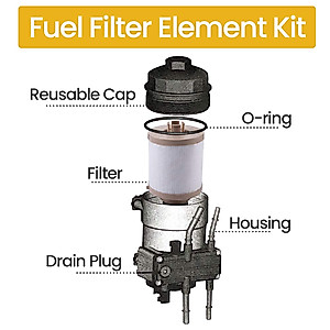 FD-4616 Fuel Filter Compatible with Ford 6.0L Powerstroke F250 F350 F450 F550 Super Duty 03-07 Excursion 03-05 FD4616 4 Micron Diesel Filter Replaces 3C3Z9N184CB Upper Fuel Bowl Lower Lifter Pump