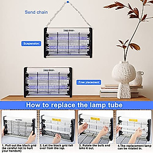 Electric Bug Zapper Indoor Insect Killer with Replacements Bulbs 20W Blue Light Powerful 2800V Attract Fly and Mosquito Traps with Circuit No Load Protection Outdoor Plug in Pest Control (2 Pcs)