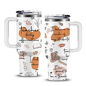 Teacher Gifts for Women, Teacher Daily Affirmations Tumbler 40 OZ, Teacher Appreciation Week Gifts, Teacher Cup, Teachers Gifts Ideas for Birthday Christmas Graduation Back to School Appreciation Mug