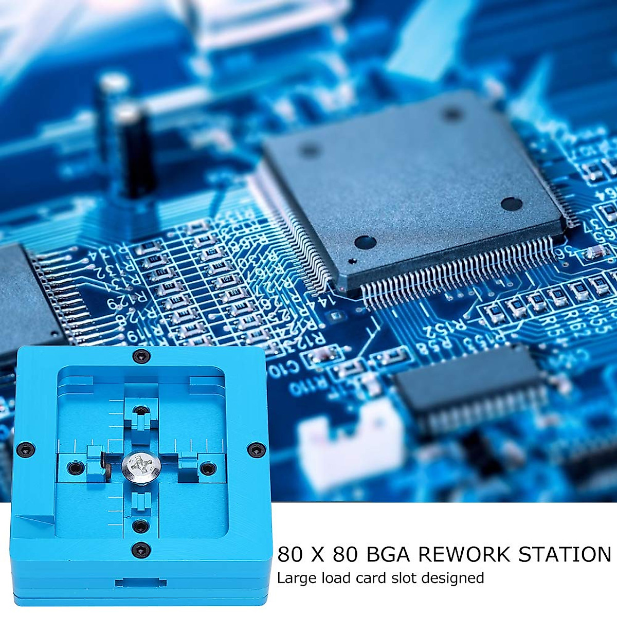 BGA Reballing Rework Station Double Frame Template Stencil Welder Kits 80 x 80mm Soldering Station for Auto Fixing for Large Steel Meshes