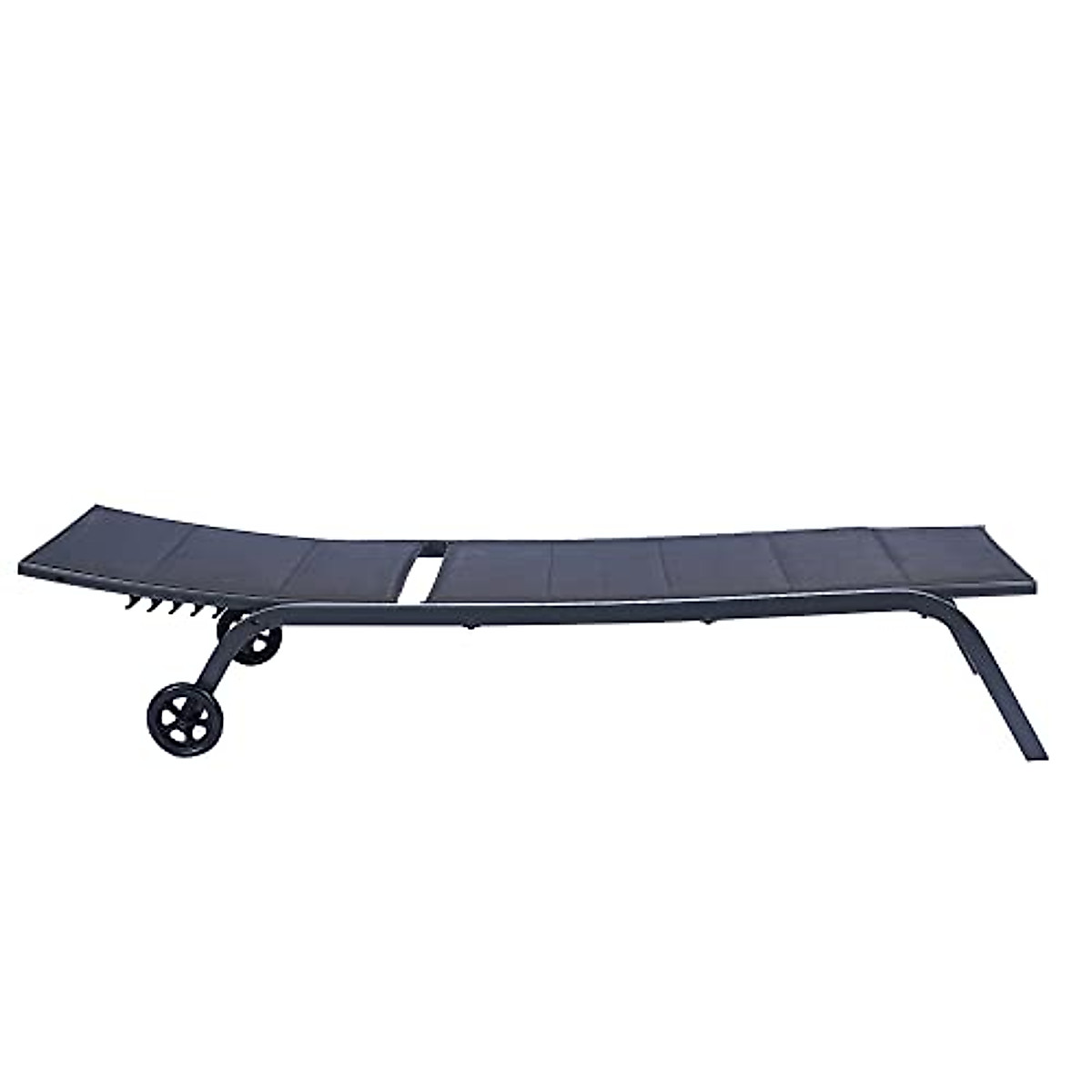 MengkOutdoor 2-Pcs Set Chaise Lounge Chairs, Five-Position Adjustable Metal Recliner， Black