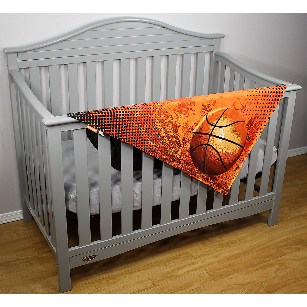 Dear Baby Gear Deluxe Baby Blankets, Custom Minky Print Basketball, 38 Inches by 29 Inches