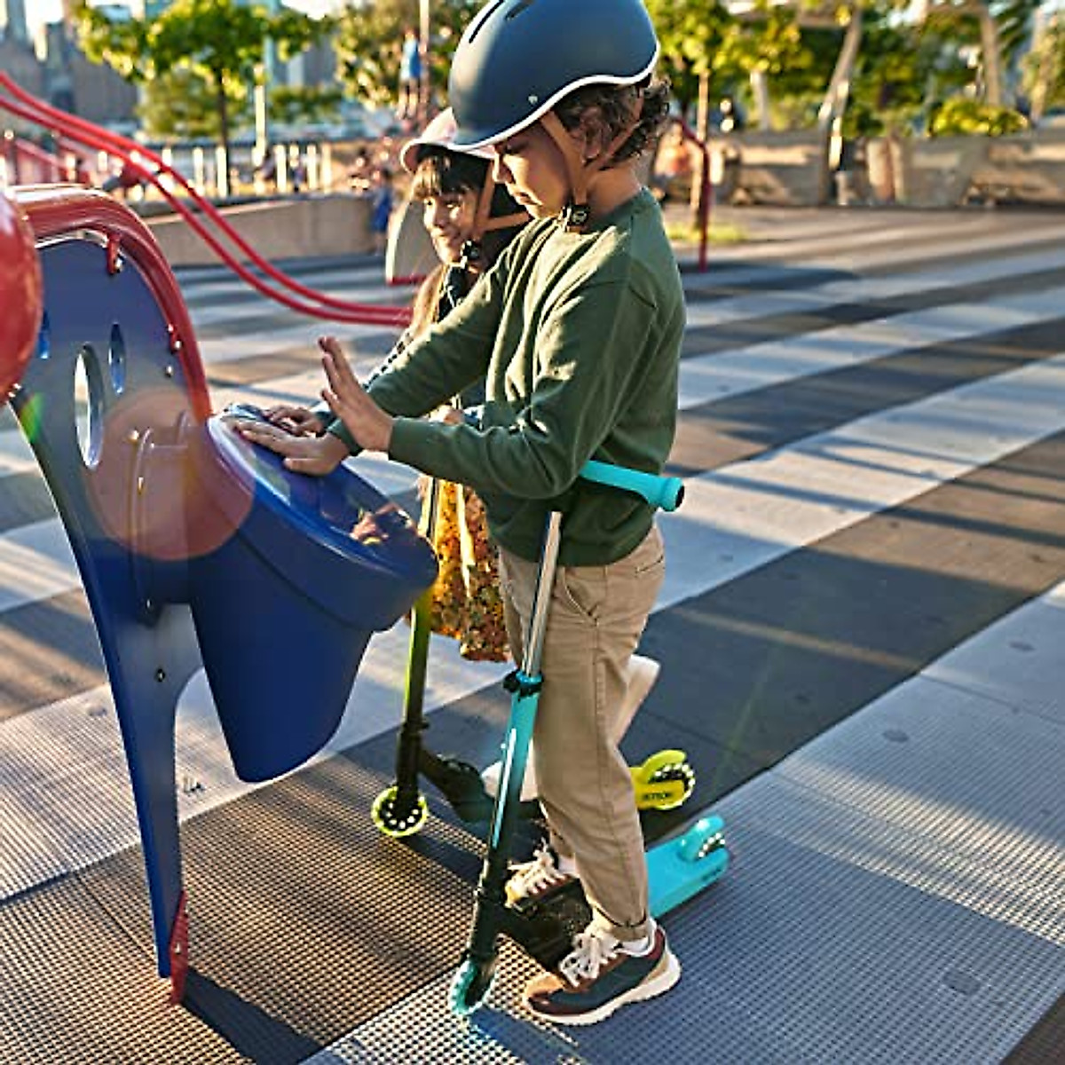 Jetson Scooters - Juno Kick Scooter (Blue) - Collapsible Portable Kids Push Scooter - Lightweight Folding Design with High Visibility RGB Light Up LEDs on Stem and Wheels