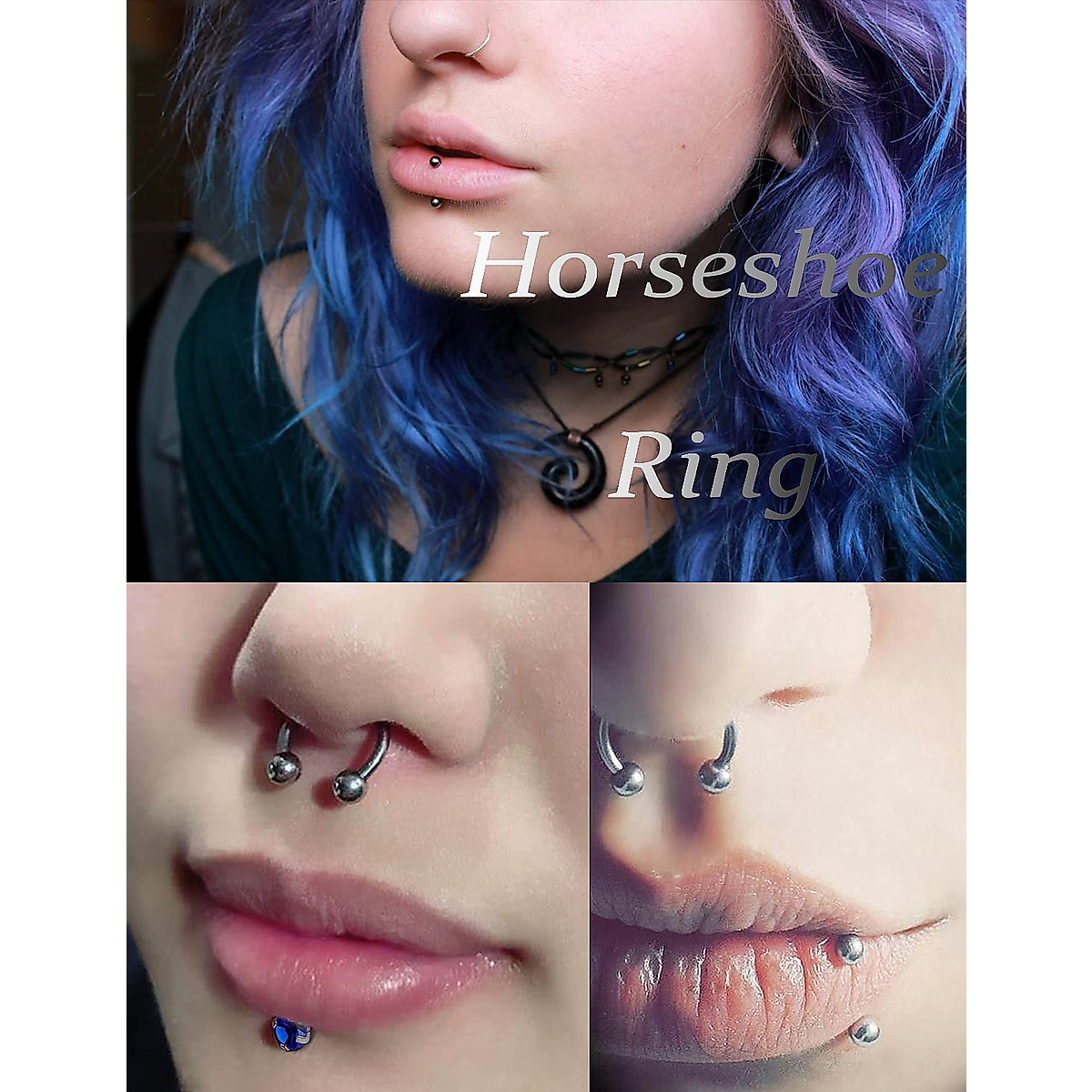 Vsnnsns 20G Surgical Steel Horseshoe Captive Bead Nose Hoop Rings Septum Piercing Jewelry Cartilage Helix Tragus Rook Earring Hoop Lip Eyebrow Ring Piercing Jewelry for Women Men 10mm 36pcs