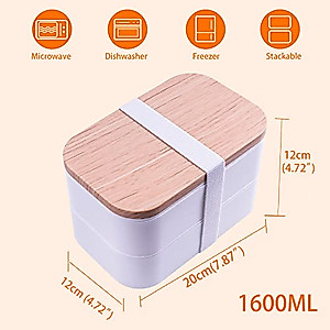 Uybieef Bento Box Adult Lunch Box with lunch bag, Japanese Lunch Box Containers for Adult, Bento lunch Box with Leakproof 54OZ White