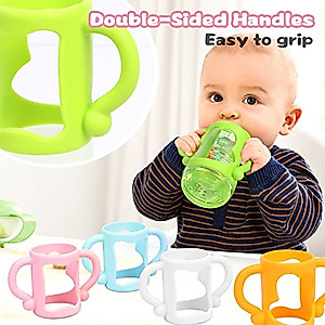6 Pack Baby Bottle Handles, 100% Silicone Baby Bottle Handles, Narrow Sippy Bottle Handles-Teach Babies to Hold Their Own Bottle, BPA-Free (Muti-Colors)