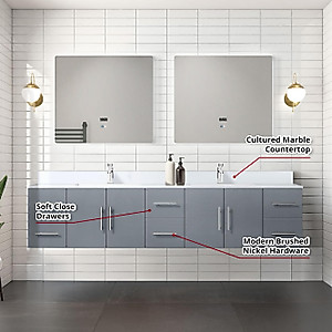 Bell+Modern Sonoma 84 in. W x 22 in. D Dark Grey Double Bath Vanity and Cultured Marble Top