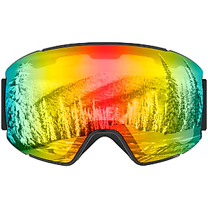 Retrospec Zenith Ski Goggles for Men and Women Over Glasses, UV Protection, Anti-Fog, Scratch Resistant Snow Goggles for Skiing and Snowboarding