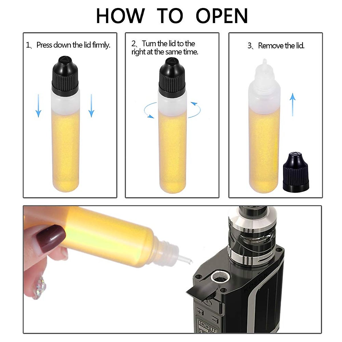 20 Pack 30mL LDPE Plastic Unicorn Dropper Bottle 1 oz E-liquid Ink Liquid Applicator Squeezable Bottles with Childproof Cap and Thin Tip (Black)