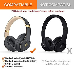 Upgraded Replacement Ear Pads for Beats Studio 3, GVOEARS Cooling Gel Headphones Covers for Studio 2 Studio 3 Wired Wireless Over Ear Earpad Cushions with Noise Cancelling Memory Foam (Dark Grey)