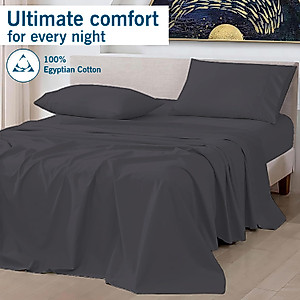 Saaz Linen 1000 Thread Count King Size Sheet Set - 100% Egyptian Cotton Hotel Luxury Collection Bedding Sheets - Fits Upto 16 Inch Deep Pocket - Sateen Weave Solid 4 Piece Sheets Set (Dark Grey)