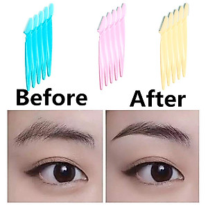 24 Pieces Eyebrow Razor Shaper Trimmer Shaver Women Men Facial Razor with Precision Cover by ACKLLR,Green Pink Yellow