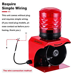 Saladulce Industrial Sound and Light Alarm Emergency Warning Light Outdoor Alarm Horn Siren Safety Voice Strobe Flash 120dB Waterproof (AC 110V-220V)