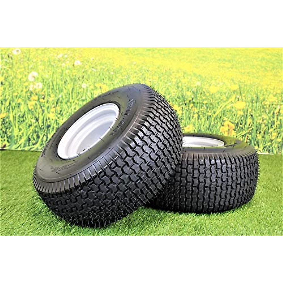 (Set of 2) 20x8.00-8 Tires & Wheels 4 Ply for Lawn & Garden Mower Turf Tires w/Keyed Hub Wheel (Compatible with Husqvarna)