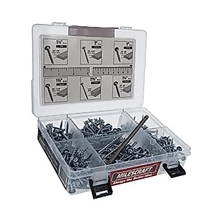 Milescraft 5209 Pocket Screw Kit 350- T20 Star Head Pocket Hole Screw Kit (350-Pieces)- 6 Sizes + Bonus 6inch Magnetic Driver Included-All Screws Needed for Pocket Hole Joinery