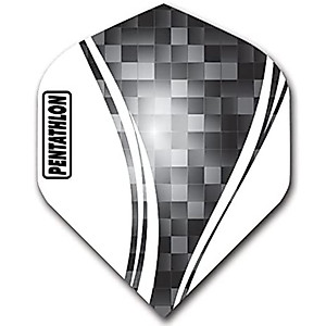 US Darts Pentathlon Black/White Standard Dart Flights - 3 Sets (9 Flights) - 100 Micro (Ex-Tough)