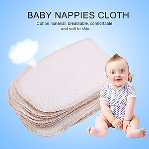 Reusable Cloth Diaper Inserts, 10Pcs Breathable Cotton Baby Nappies Newborn Washable Absorbent Nappy Liners for Babies and Toddlers