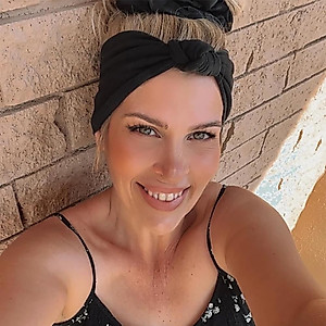 Vercret Knotted Headbands for Women Boho Wide Hair Bands Non Slip Yoga Workout Running Sport Elastic Twist Knot Headband for Girls