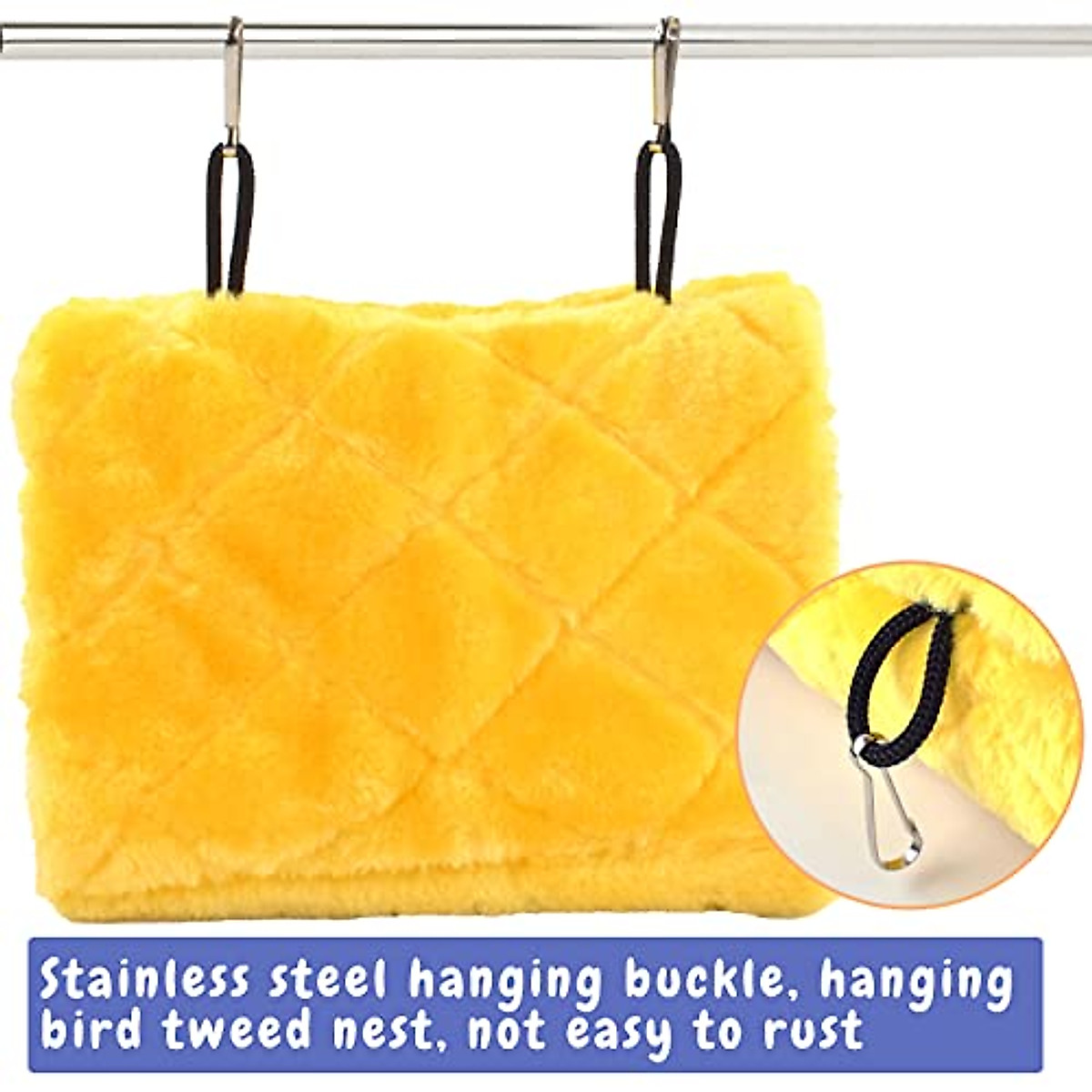 Cdycam Pet Bird Nest Hammock Hanging Cave Cage Plush Snuggle Happy Hut Tent Bed (Yellow(Small))