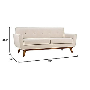 Modway Engage Mid-Century Modern Upholstered Fabric Loveseat in Beige