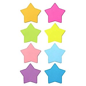 Star Shape Sticky Notes 8 Color Bright Colorful Sticky Pad 75 Sheets/Pad Self-Sticky Note Pads (8 Pads)