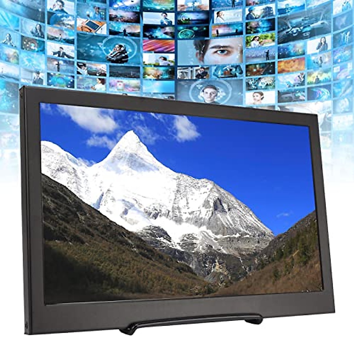 Akozon Capacitive Touch Screen, 13.3in Capacitive Touch Monitor Support HD Multimedia VGA Input Interface Portable HD Color Screen Display with Speaker 100‑240V(US Plug)