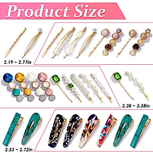 30 Pcs Acrylic Resin Barrettes, Cridoz Barrettes and Pearl Hair Clips for Women, Banges Hair Accessories