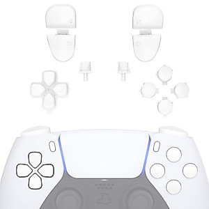 eXtremeRate Replacement D-pad R1 L1 R2 L2 Triggers Share Options Face Buttons, White Full Set Buttons Compatible with ps5 Controller BDM-030 BDM-040 BDM-050 - Controller NOT Included