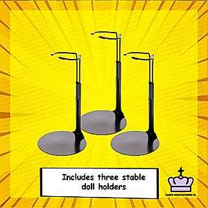 Kaiser Black Doll Stand 2175 - Action Figure Stands with Expandable Waist Wire for 8"-12" Dolls (3 pcs)