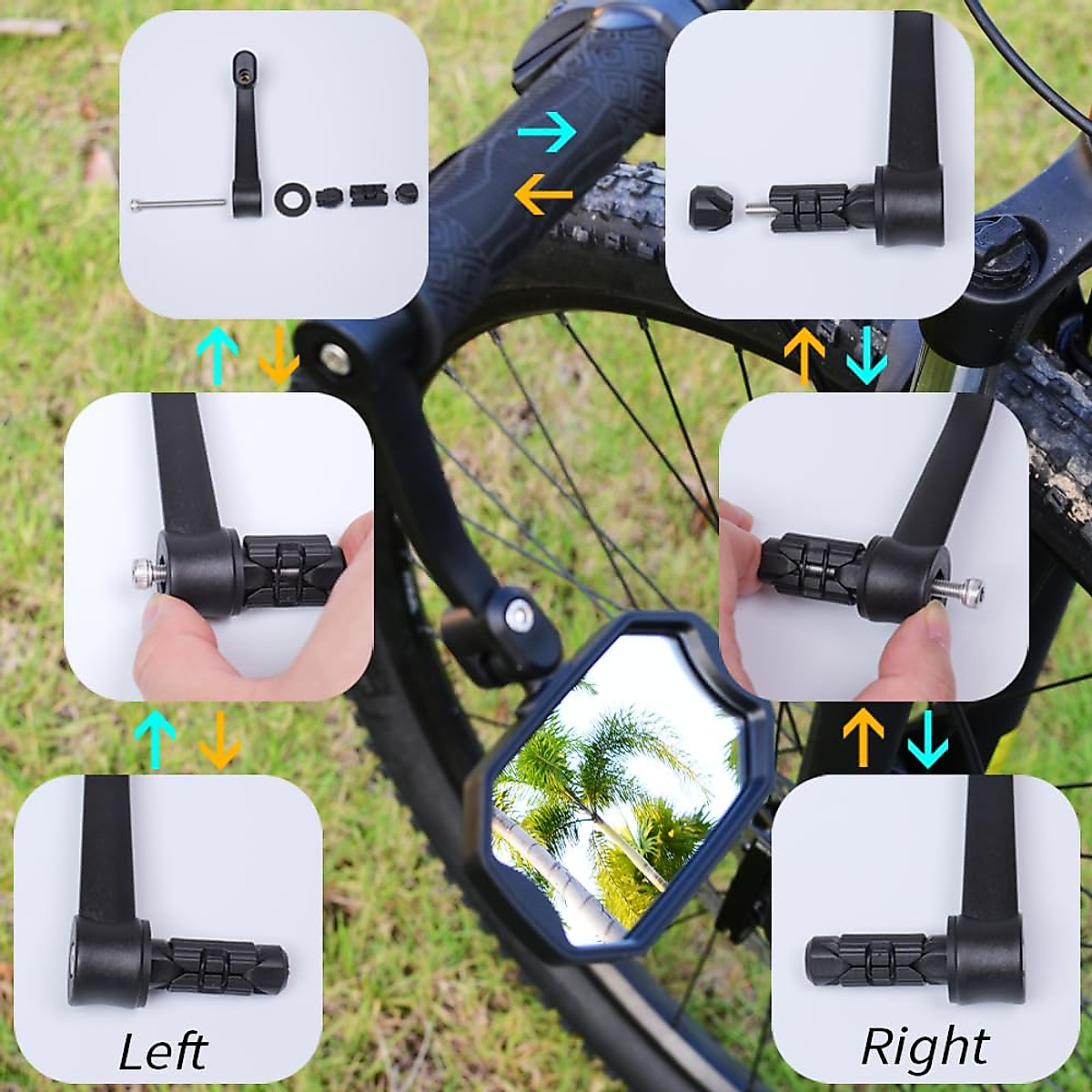 BriskMore Bar End Bike Mirrors, High–Definition Convex Glass Lens for E-Bike Handlebars, Scratch Resistant, Safe Rearview 1 Pair Bicycle Mirror BT-015(Right And Left Side)