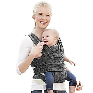 Boppy Baby Carrier - ComfyFit, Heathered Gray, Hybrid Wrap, 3 Carrying Positions, 0m+ 8-35lbs, Soft Yoga-Inspired Fabric with Integrated Storage Pouch