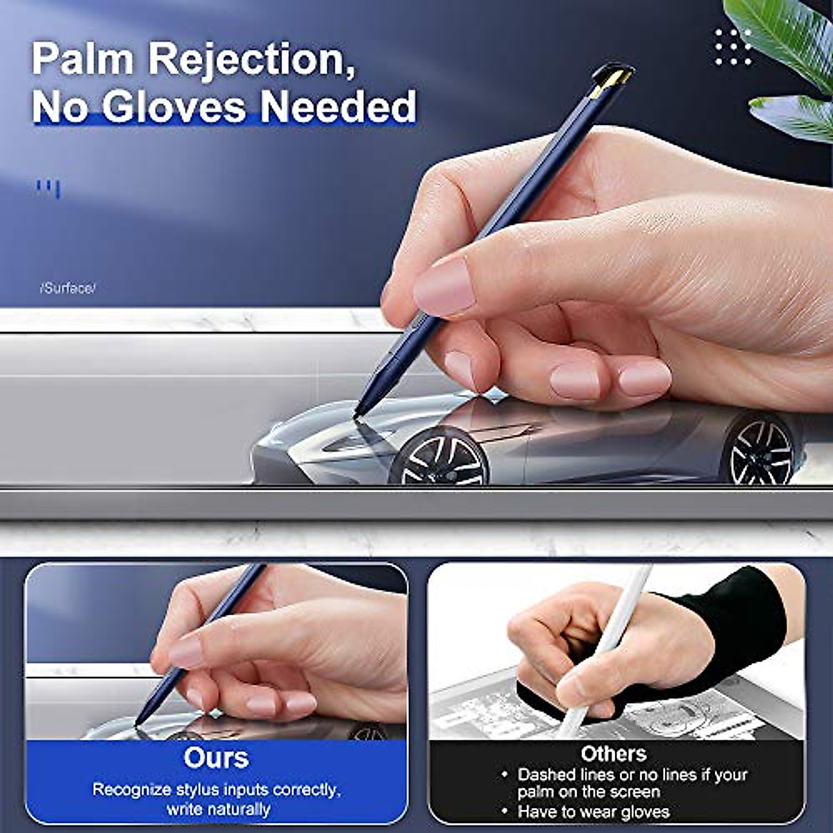 MoKo Stylus Pen for Surface, [15 Seconds Fast Charge] Stylus Pen with 1024 Levels Pressure Compatible with Surface Go3/Go 2/Go, Surface Pro 9/X/7/6/5/4/3, Surface Laptop 3/2/1, Surface Book 2/1