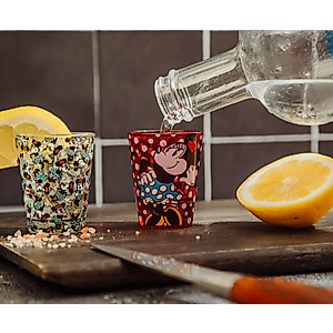 Silver Buffalo Disney Vintage Minnie Mouse 4 Pack Mini Glasses Set, 1.5 Ounce