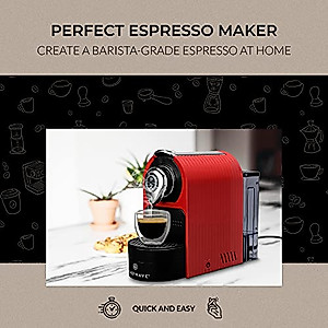 ChefWave Espresso Machine & Coffee Maker Compatible w/Nespresso Original Capsules (Red) - Programmable, One-Touch, Premium, Italian, 20 Bar High Pressure Pump with Pod Holder and Double-Wall Glasses