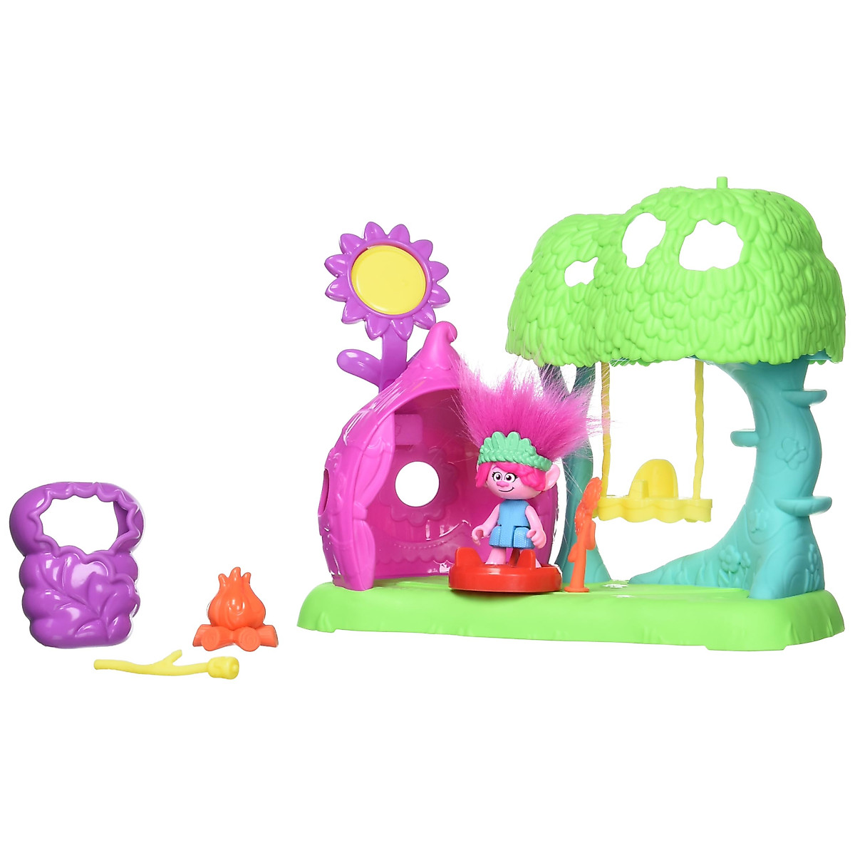 Fisher-Price Imaginext DreamWorks Trolls Toys Flower Fun Campsite Playset with Poppy Figure for Pretend Play Kids Ages 3+ Years