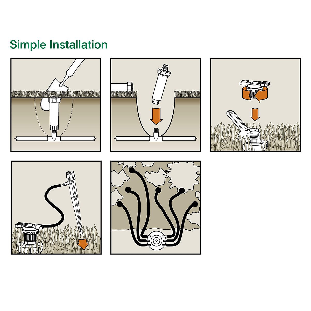Rain Bird CNV182MBS Drip Irrigation Sprinkler Conversion Kit, 1800 Pop-Up to 6 Drip Micro Bubblers with 1/4" Tubing