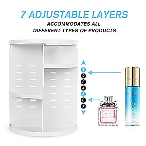 sanipoe 360 Makeup Organizer, DIY Detachable Spinning Cosmetic Makeup Caddy Storage DIsplay Bag Case Large Capacity Makeup Box Acrylic Vanity Organizer Box, Great for Countertop and Bathroom, White