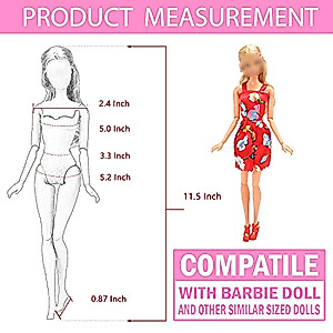 BM 41 Pieces Doll Clothes and Accessories for 11.5 Inch Girl Doll Include 15 Pcs Party Floral Dresses, 10 Pcs Shoes, 5 Pcs Bags, 11 Pcs Different Doll Accessories
