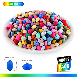 Kovict 300Pcs 12mm Silicone Lentil Beads, Silicone Spacer Beads for Necklace Bracelet Making, Abacus Silicone Beads for Keychain Making and Silicone Focal Beads for Pens Craft(Multicolor)