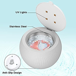 Voraiya® Ultrasonic Cleaner UV for Dentures, Aligner, Retainer, Whitening Trays, Night Dental Mouth Guard, Toothbrush Head, Ultrasonic Cleaner Machine for all dental Appliances, Jewelry, Diamonds