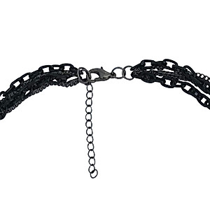 DragonWeave Jewelry Deluxe Gothic Crosses Retro 80 Madonna Multilayer Black & Gunmetal Chain Long Multi Strand Necklace